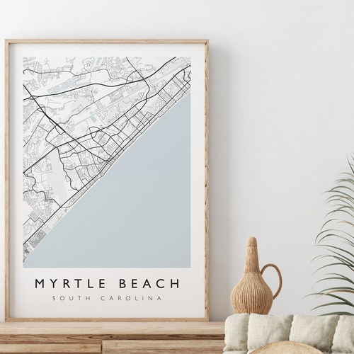Myrtle Beach Map Print Poster Wall Art South Carolina Gift - Etsy
