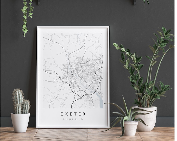 EXETER Poster City Art Exeter Map Print City Map Print Exeter Poster ...