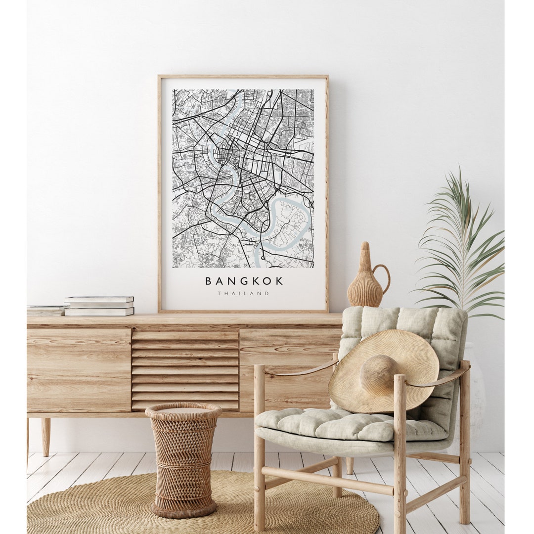 BANGKOK Thailand City Print Bangkok Map Print Map Poster - Etsy