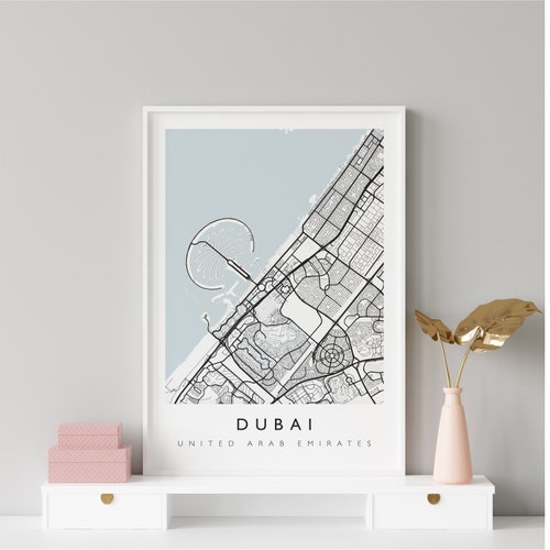 Dubai Map Print Minimalistic Wall Art Poster City Maps - Etsy
