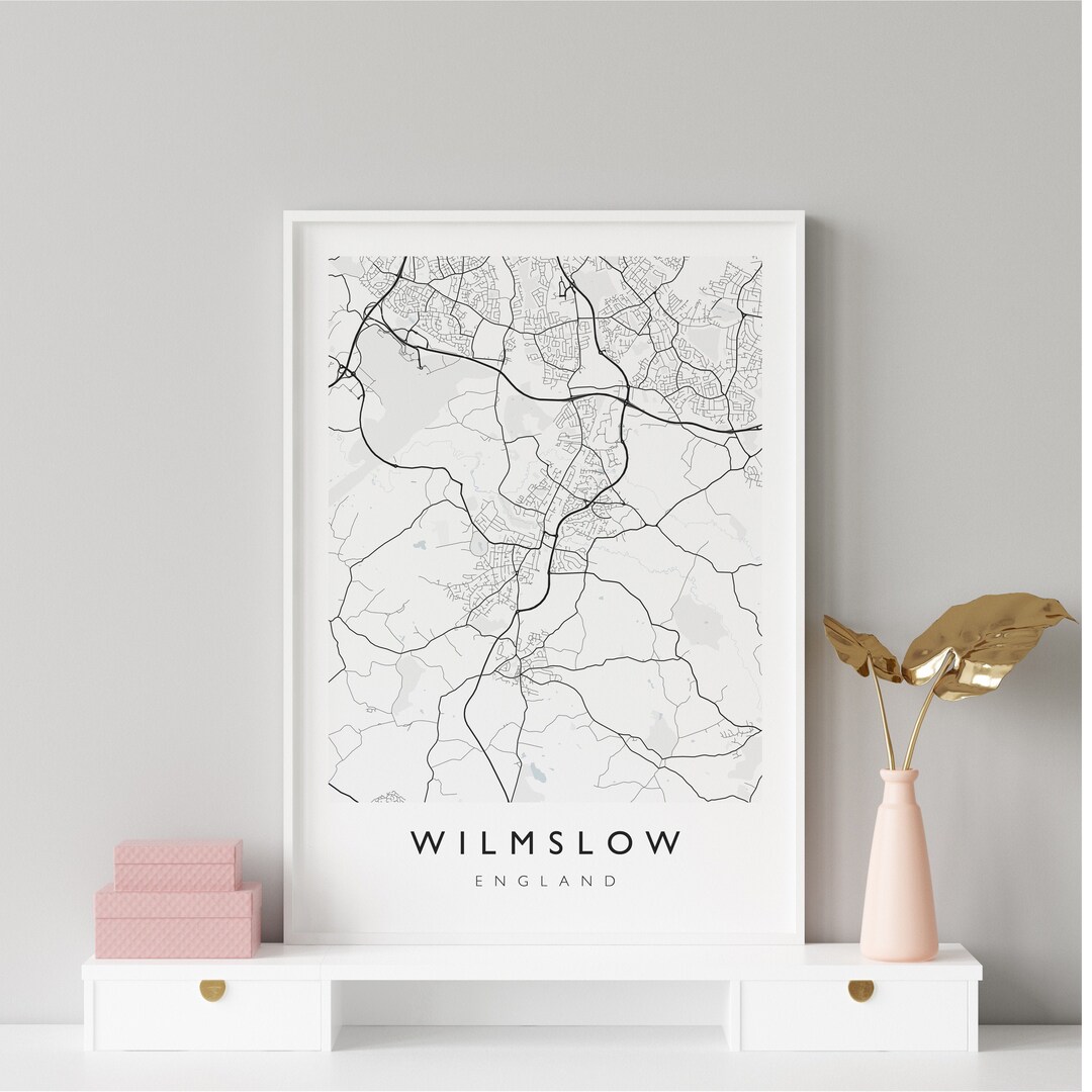 WILMSLOW Town Map Map of Wilmslow Cheshire Map Print - Etsy