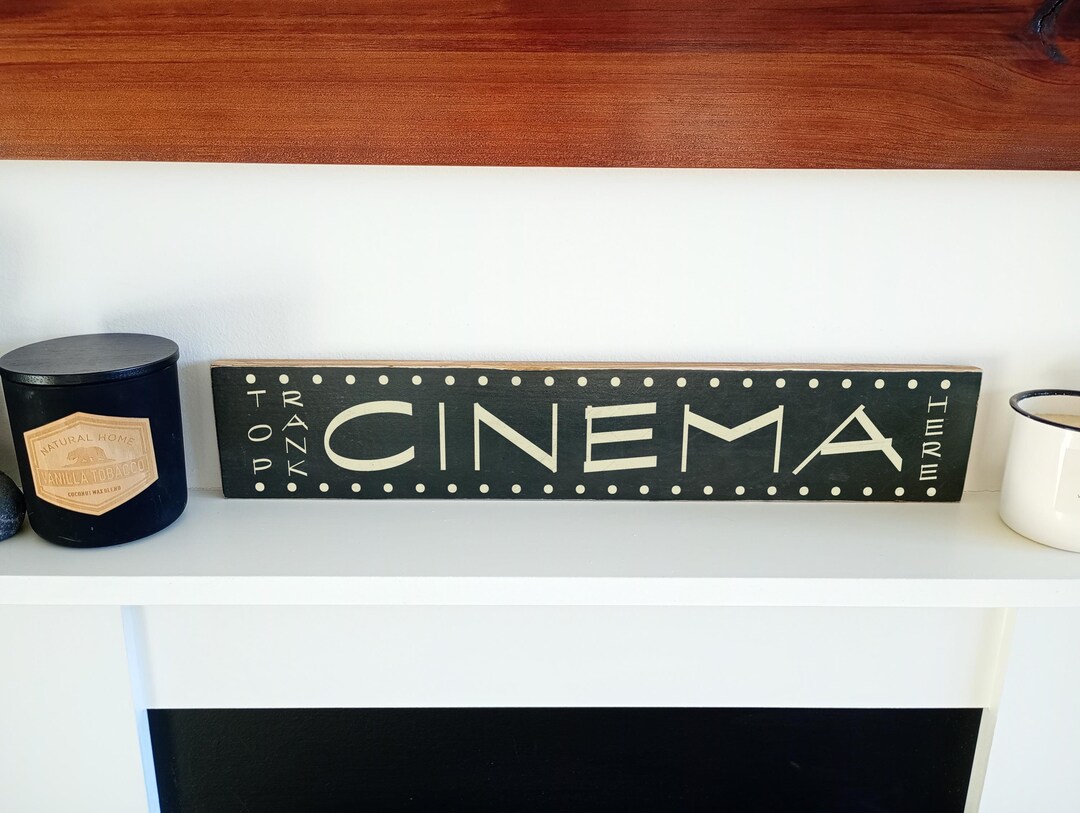 TOP RANK CINEMA Wooden Cinema Sign Home Cinema Handmade Sign Gift ...
