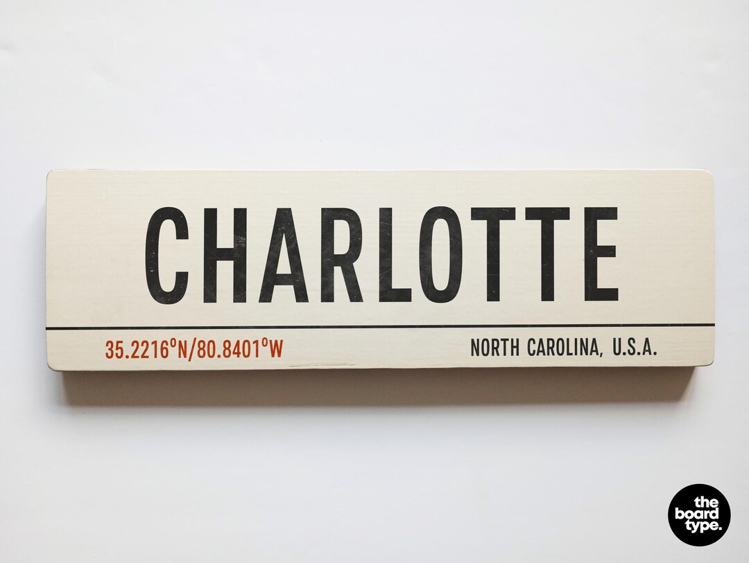 CHARLOTTE Handmade Sign - Charlotte Wooden Travel Sign - Vintage USA ...