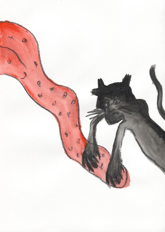 Original Mel Sheppard Cat's got your tongue Painting No.6 A4 Size on ...