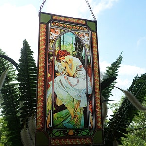 Alphonse Mucha - Night, Stained Glass and Print on Canvas. (canvas 280 ...