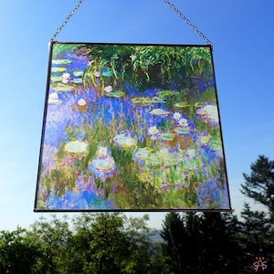 Claude Monet - Water Lilies. Stained Glass and Print on Canvas. Present ...