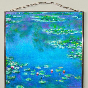 Claude Monet - Water Lilies, Stained Glass and Print on Canvas. (canvas ...