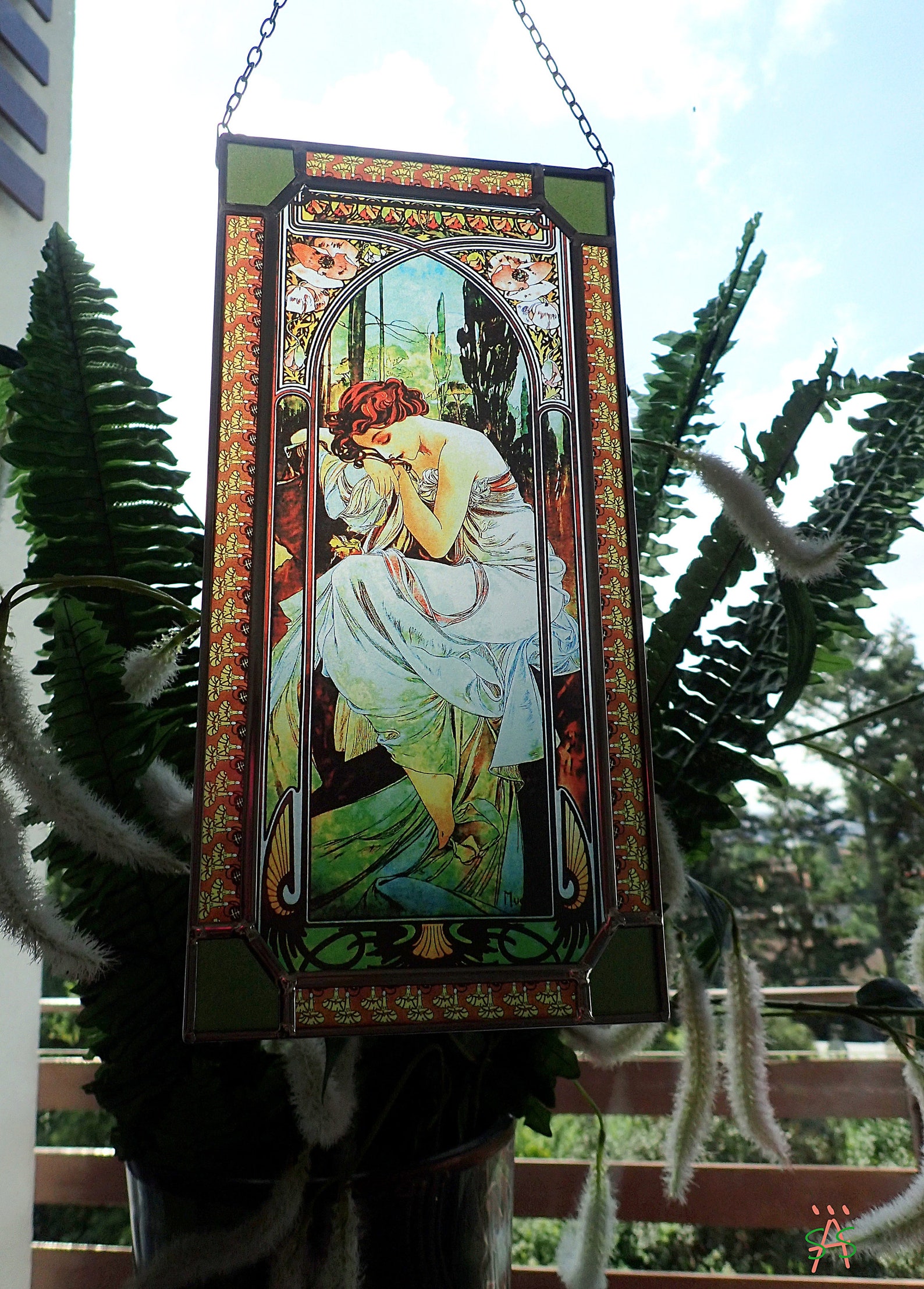 Alphonse Mucha Night Stained Glass and Printing on Canvas. - Etsy