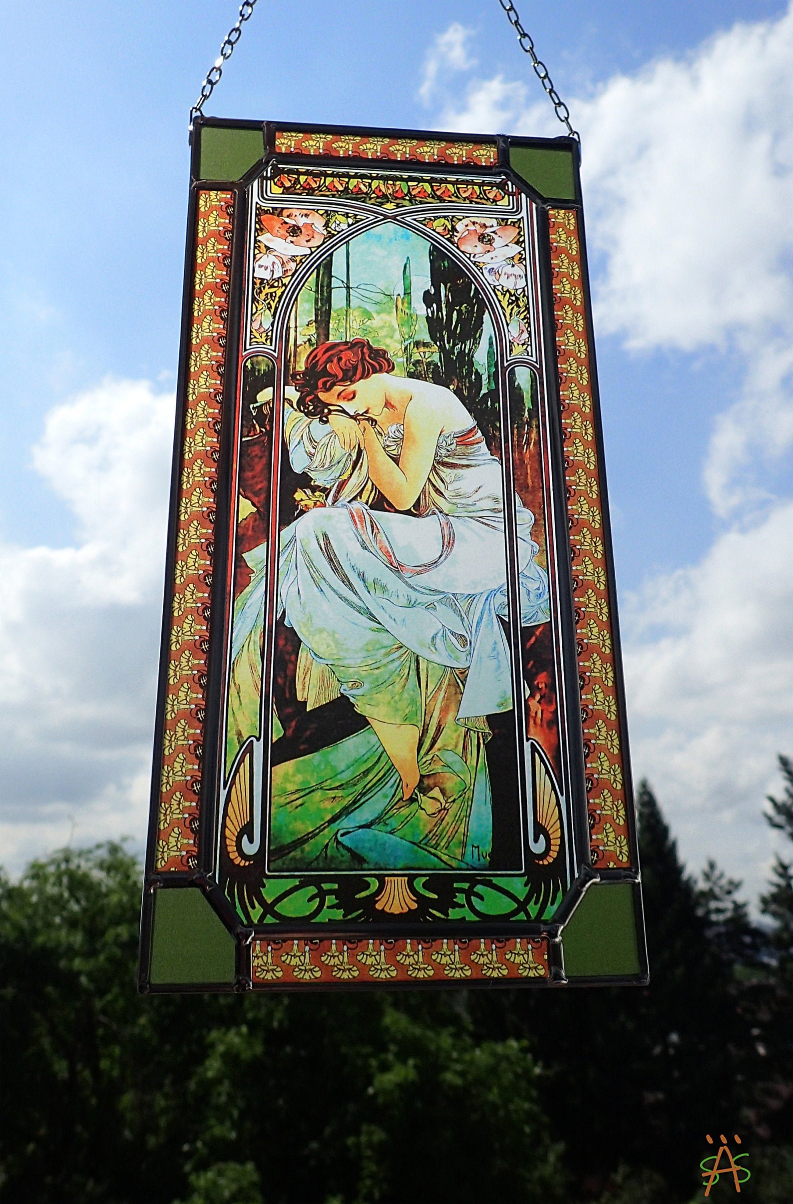 Alphonse Mucha Night Stained Glass and Printing on Canvas. - Etsy