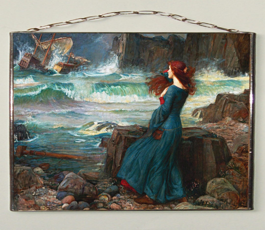 John William Waterhouse - Miranda - the Tempest.1x Stained Glass and 1x ...