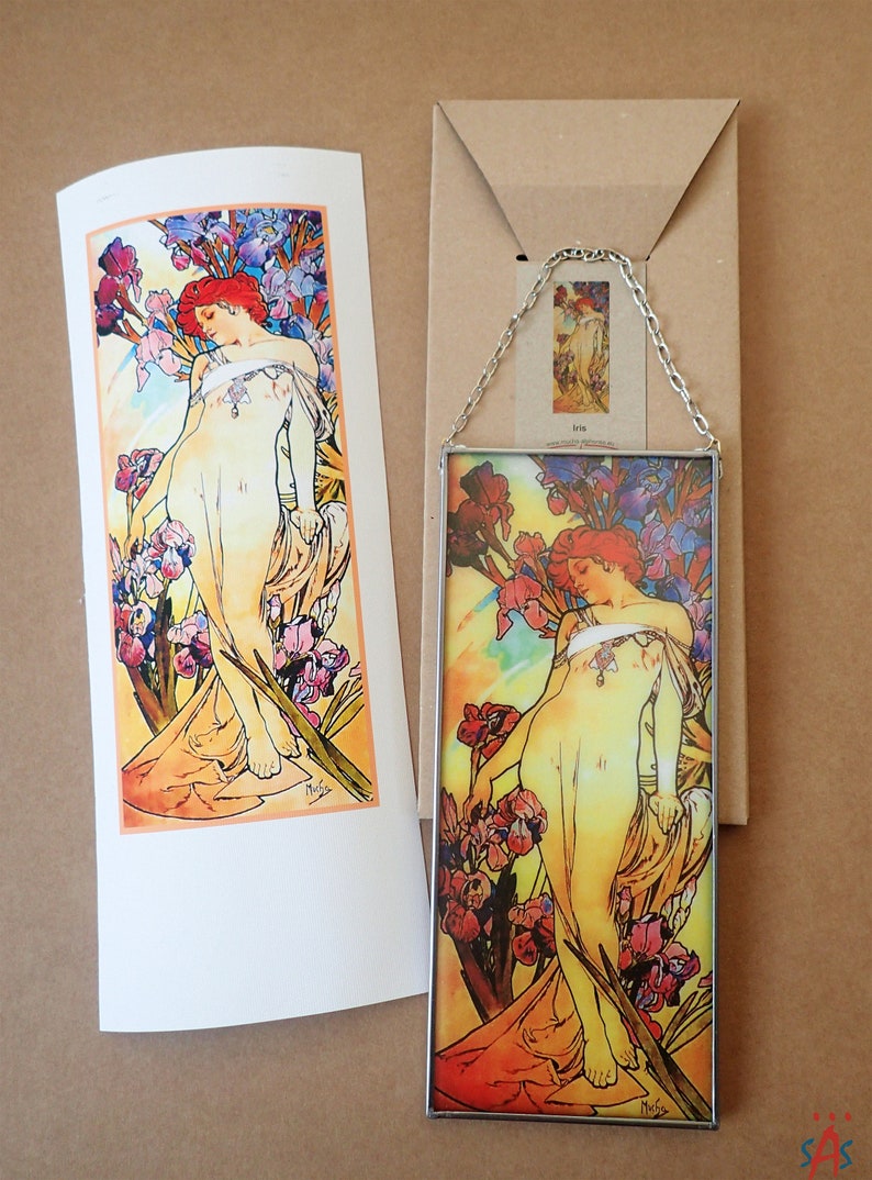 Alphonse Mucha the Flowers: Iris Stained Glass and Printing - Etsy