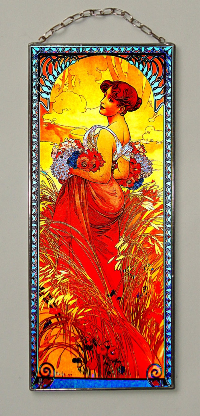 Alphonse Mucha - Spring, Summer, Autumn, Winter.stained Glass and ...