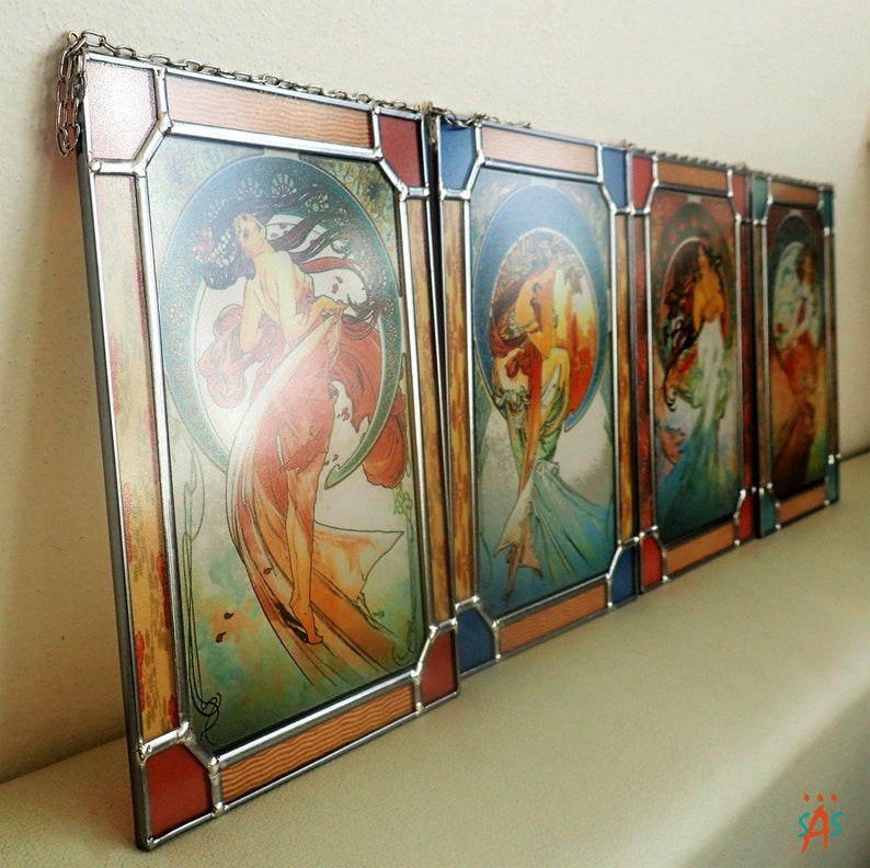 Alphonse Mucha Dance Stained Glass and Printing on Canvas | Etsy