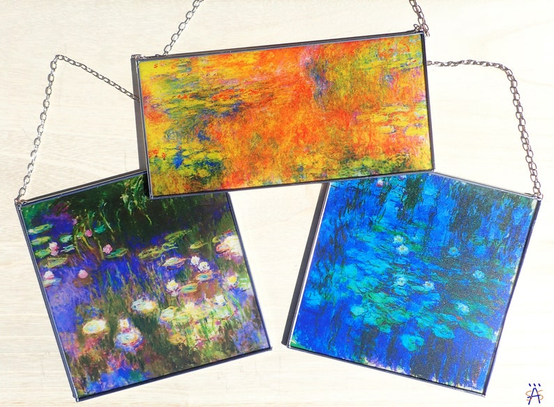 Claude Monet - Water Lilies. Stained Glass and Print on Canvas. Present ...