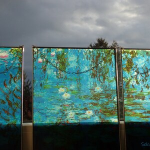 Claude Monet - Blue Water Lilies, Stained Glass and Printing on Canvas ...