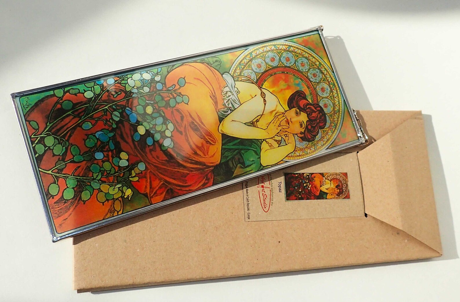Alphonse Mucha - Topaz. Stained Glass and Print on Canvas. Present.gift ...