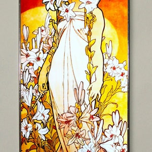 Alphonse Mucha the Flowers: Iris Stained Glass and Printing - Etsy