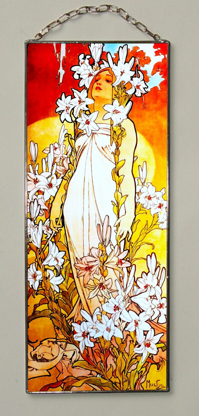 Alphonse Mucha the Flowers: Iris Stained Glass and Printing - Etsy