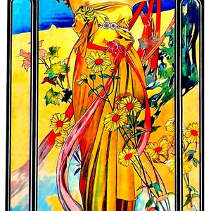 Alphonse Mucha Day. Stained Glass and Print on Canvas. Present, Gift - Etsy