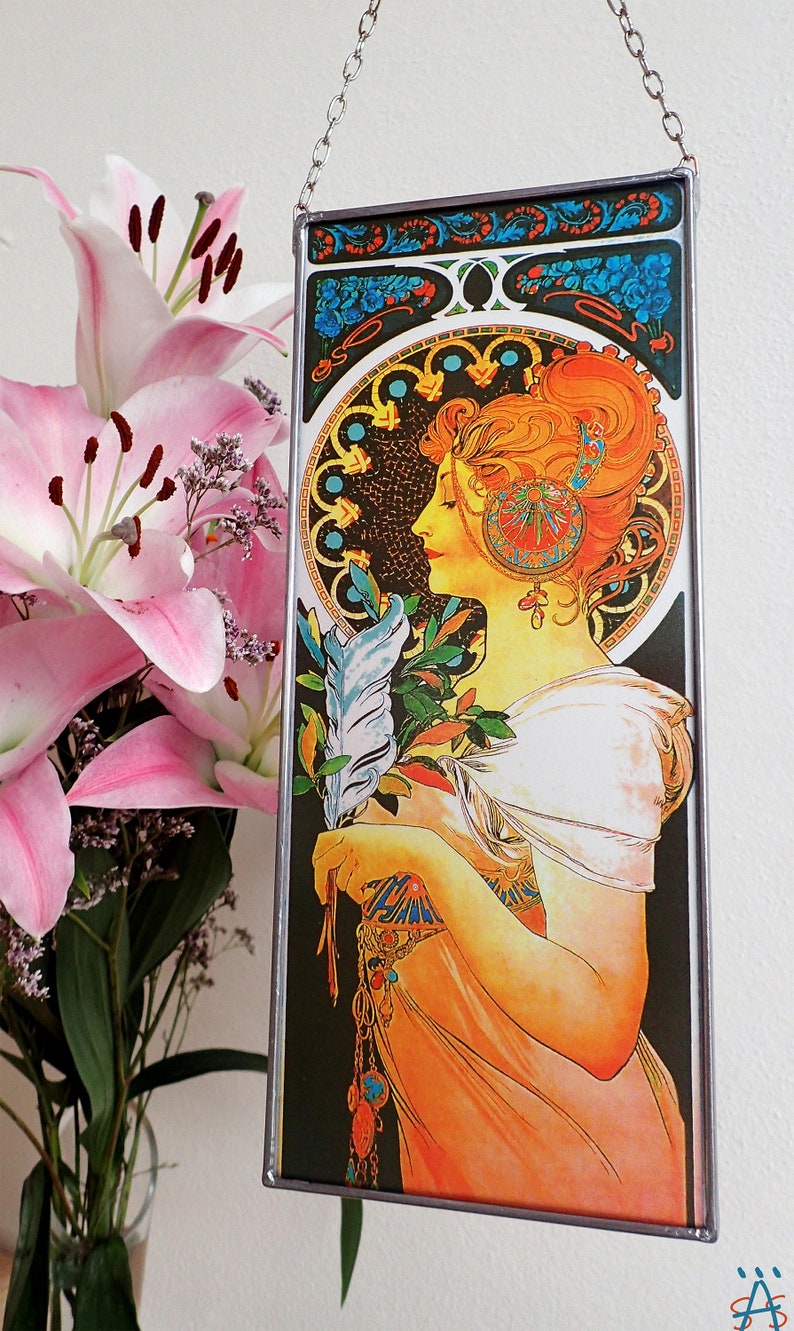 2x Alphonse Mucha Primrose and Feather Stained Glass and - Etsy Canada