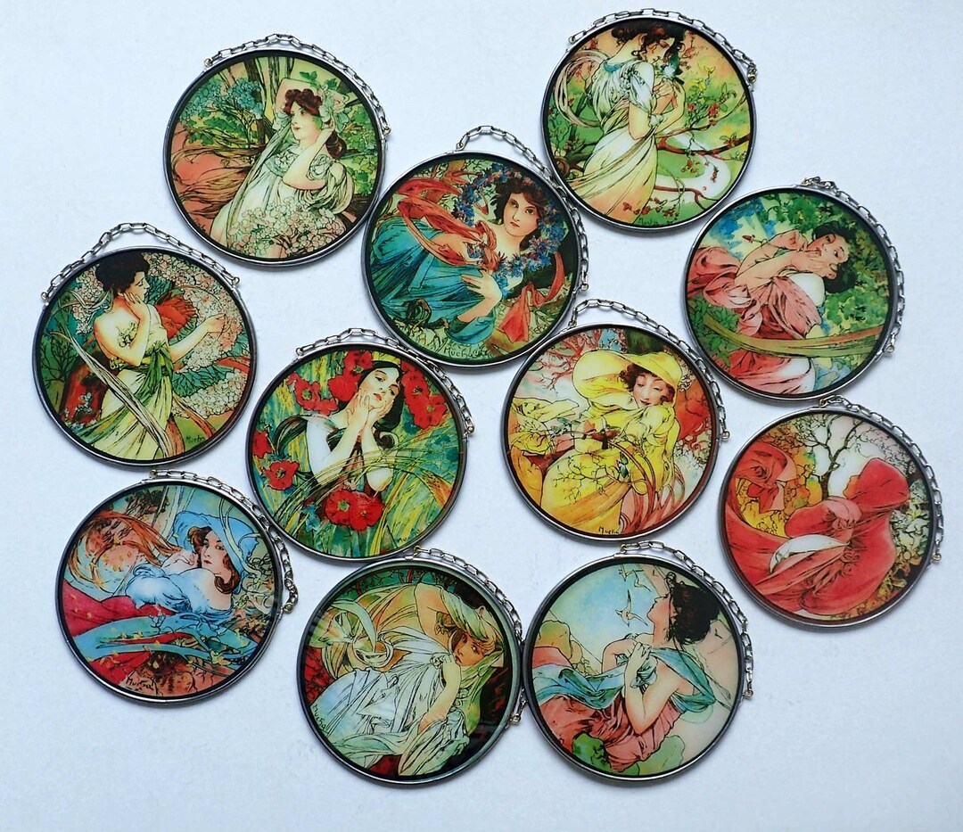 Alphonse Mucha the Months 1899, Stained Glass and Printing on Canvas ...