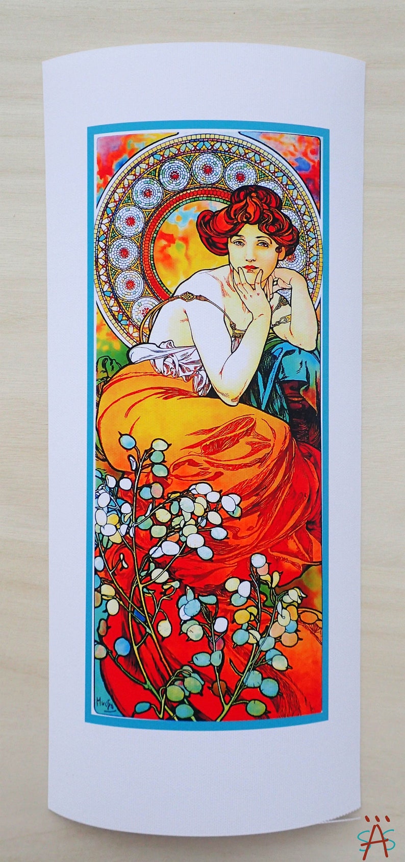Alphonse Mucha Topaz. Stained Glass and Printing on Canvas | Etsy