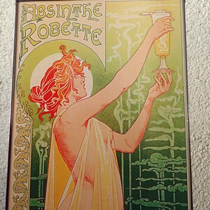 Alphonse Mucha - Absinthe Robette.stained Glass and Print on Canvas ...