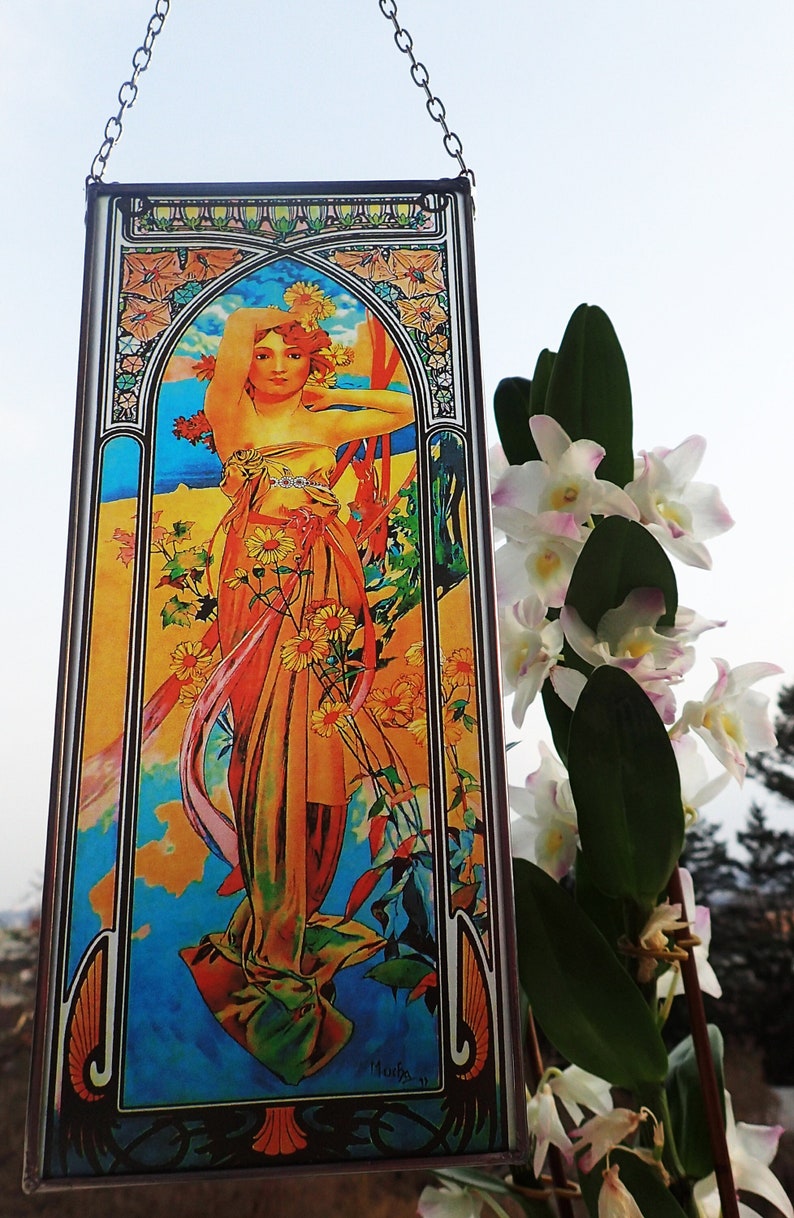 Alphonse Mucha Day. Stained Glass and Printing on - Etsy