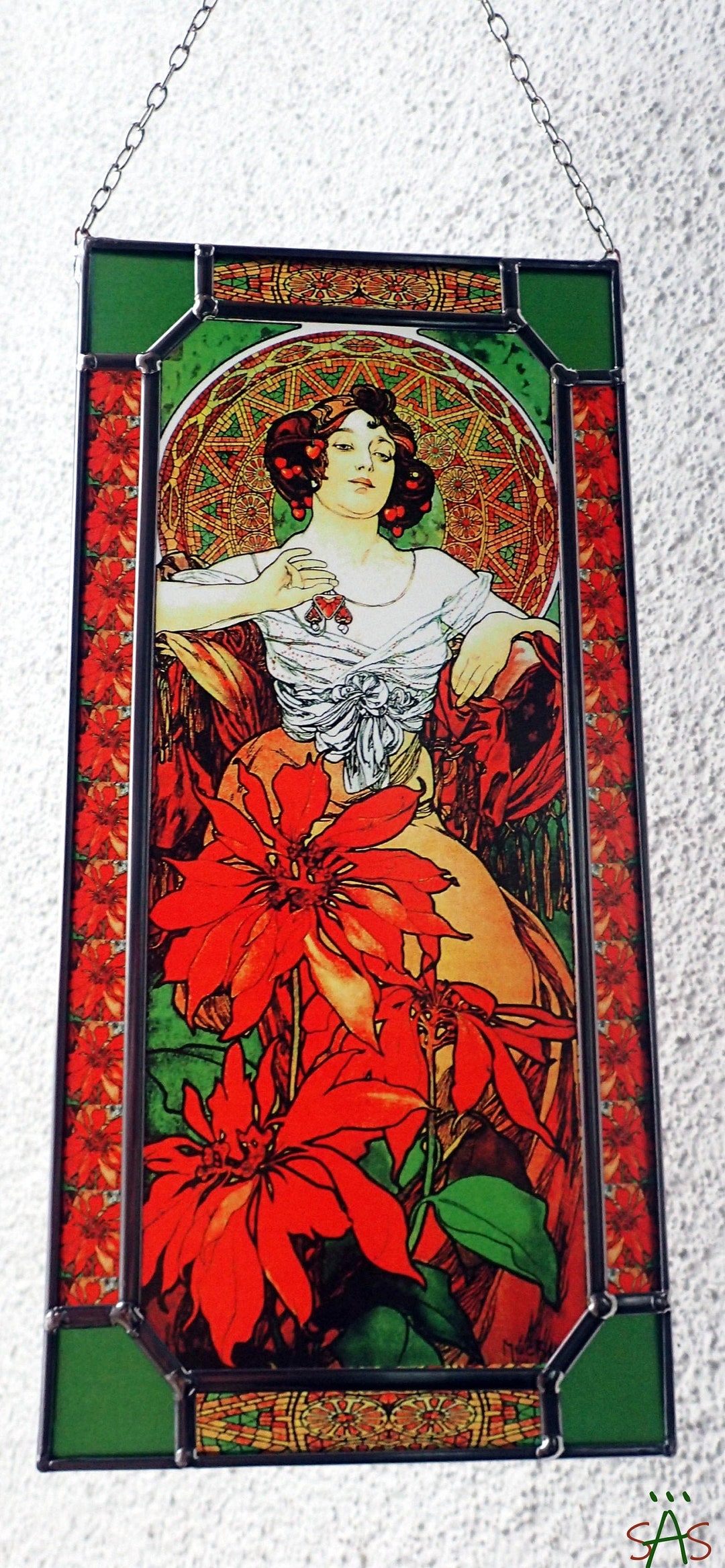 Alphonse Mucha -ruby, Stained Glass and Print on Canvas.present.gift - Etsy