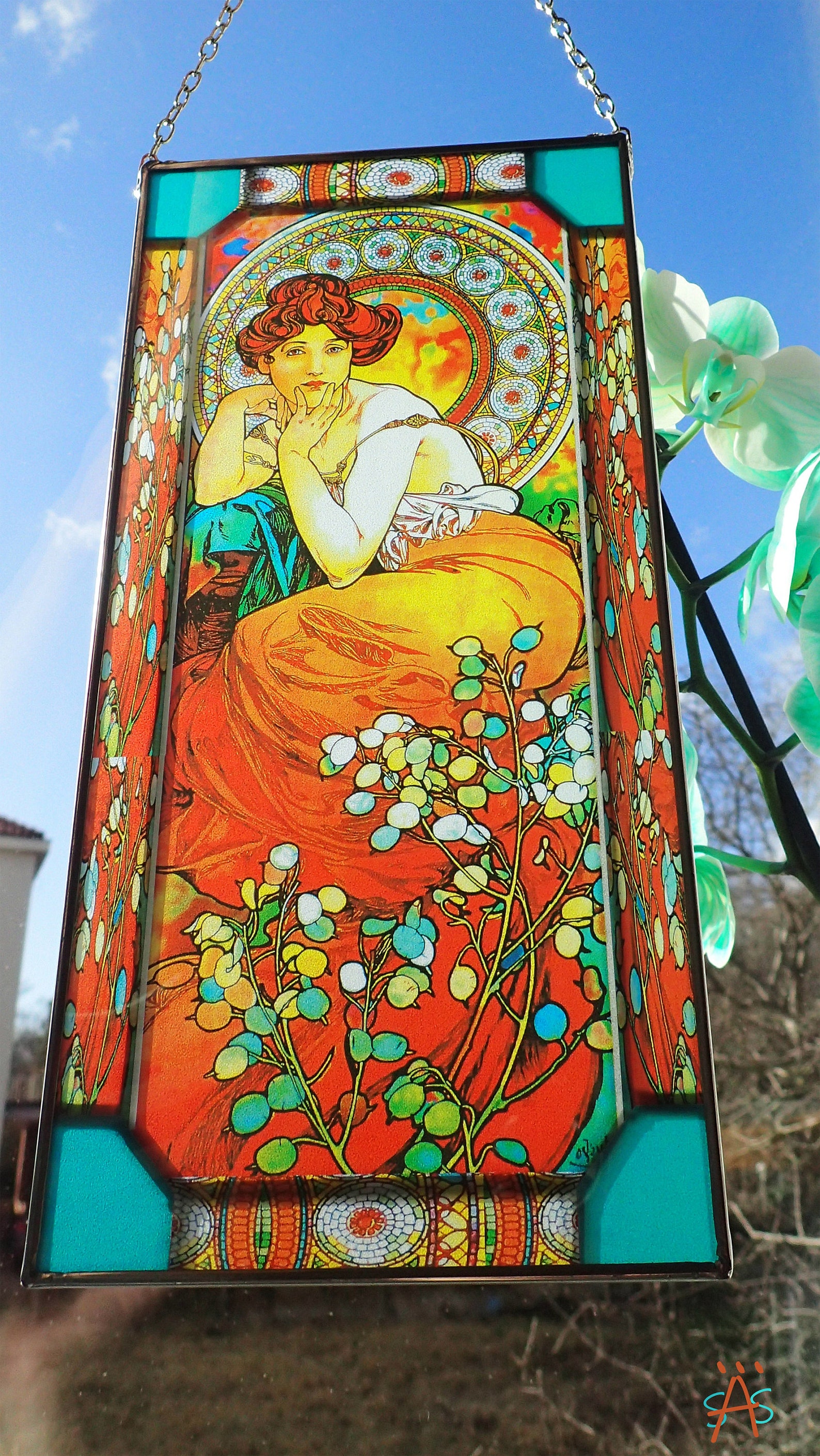 Alphonse Mucha Topaz. Stained Glass and Printing on - Etsy
