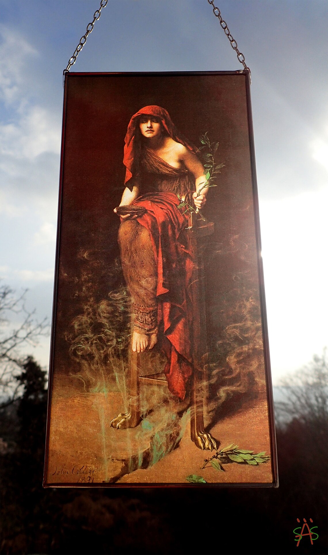John Maler Collier - Priestess of Delphi, 1x Stained Glass and 1x Print ...