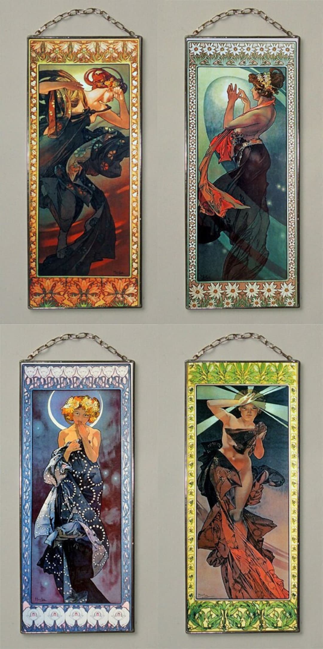 8x Alphonse Mucha - the Morning Star,the Moon,the Pole Star and the ...