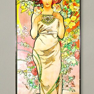 Alphonse Mucha - the Flowers = Rose, Lily, Carnation, Iris, Stained ...