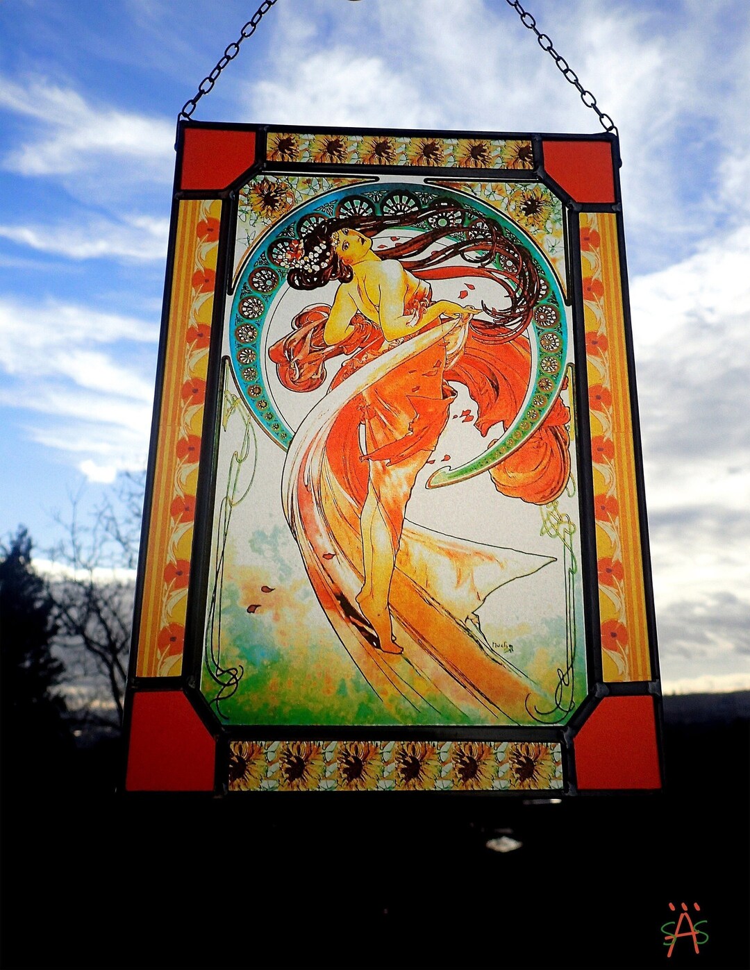Alphonse Mucha - Dance, Stained Glass and Print on Canvas, (canvas 280 ...