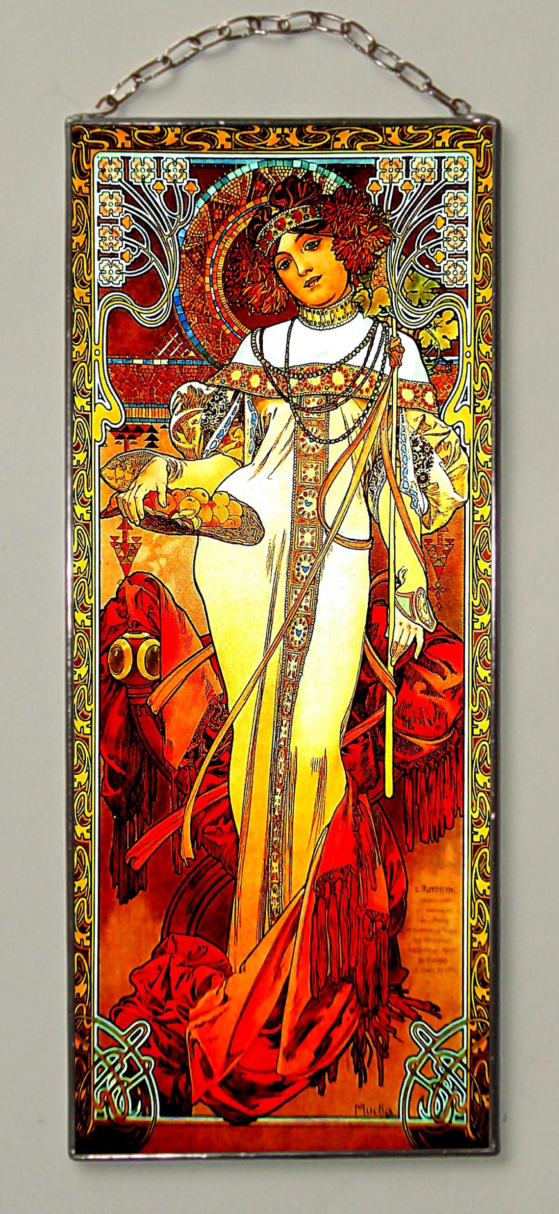Alphonse Mucha Autumnstained Glass and Printing on Canvas | Etsy