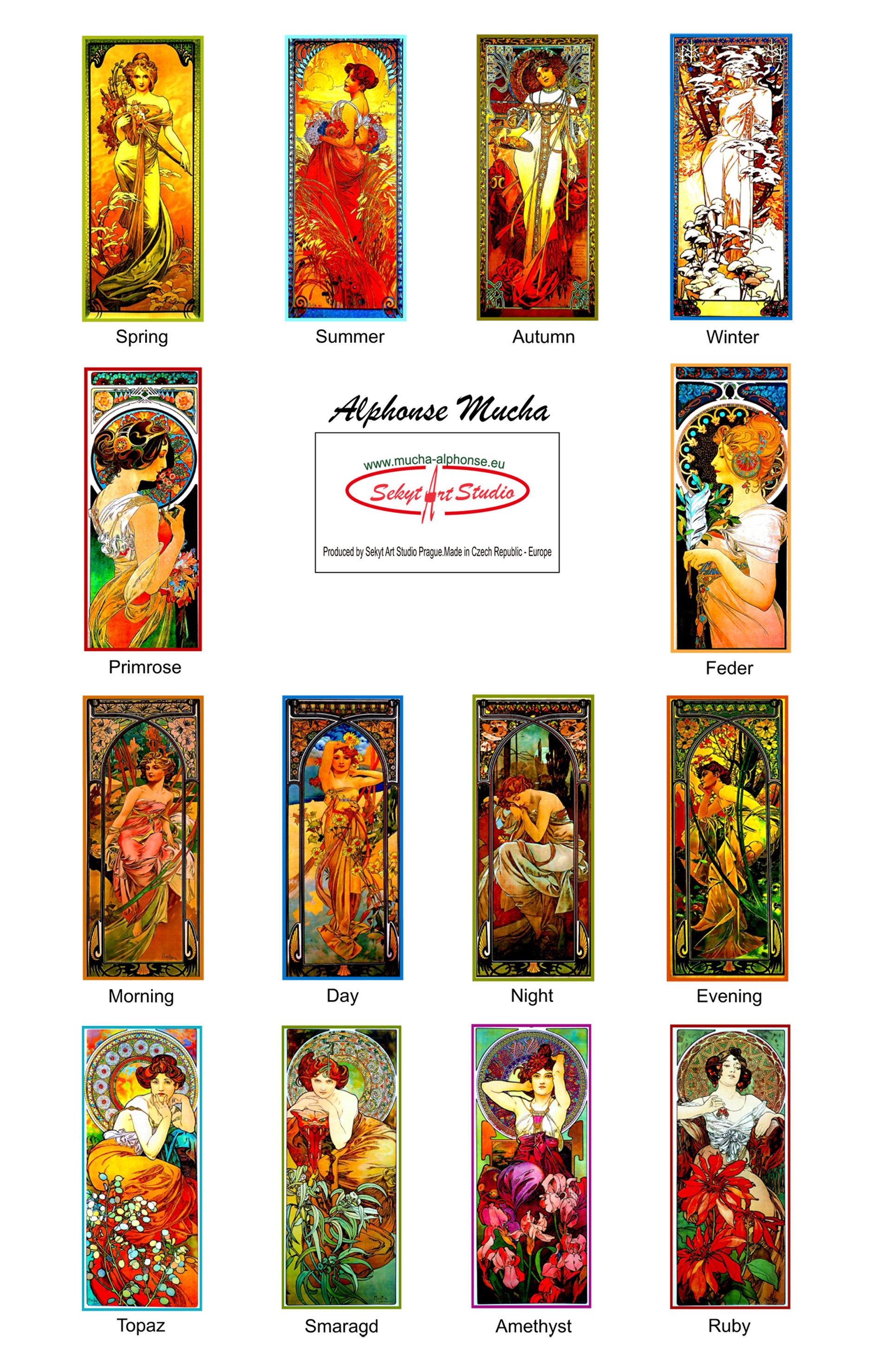 Alphonse Mucha Topaz. Stained Glass and Printing on Canvas | Etsy