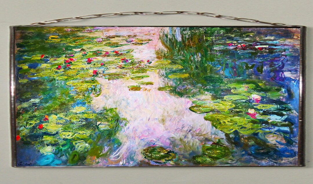 Claude Monet - Water Lilies IV., Stained Glass and Print on Canvas ...