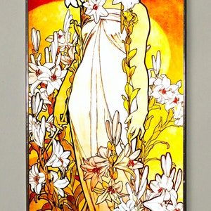 Alphonse Mucha - the Flowers = Rose, Lily, Carnation, Iris, Stained ...