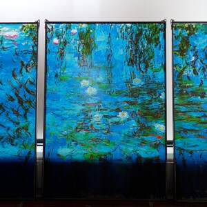 Claude Monet - Blue Water Lilies, Stained Glass and Printing on Canvas ...