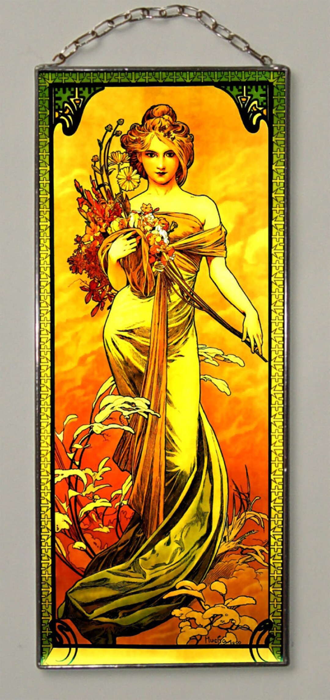 Alphonse Mucha - Spring, Stained Glass and Print on Canvas. (canvas 280 ...