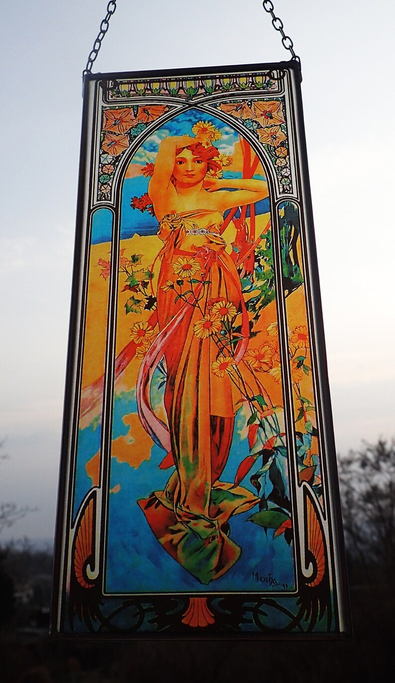 Alphonse Mucha Day. Stained Glass and Printing on - Etsy