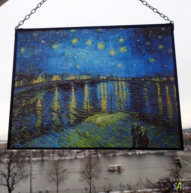 Vincent Van Gogh Starry Night Over the Rhone Stained Glass | Etsy