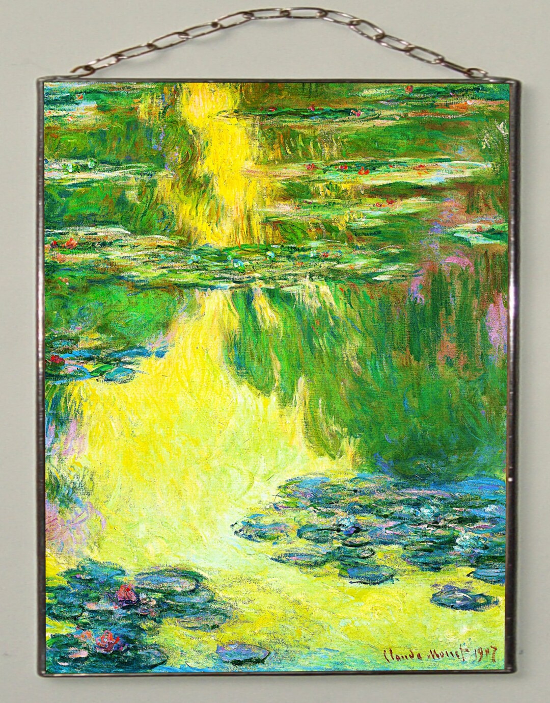 Claude Monet - Waterliliés V. Stained Glass and Print on Canvas. Gift ...