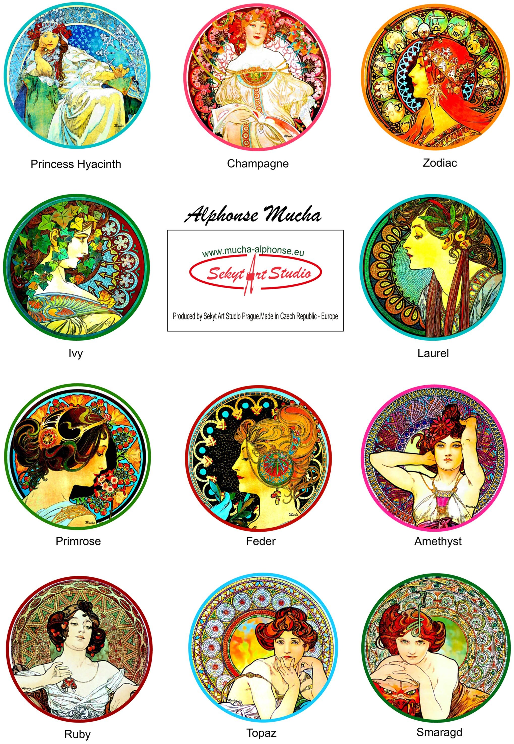 Alphonse Mucha Topaz. Stained Glass and Printing on Canvas | Etsy