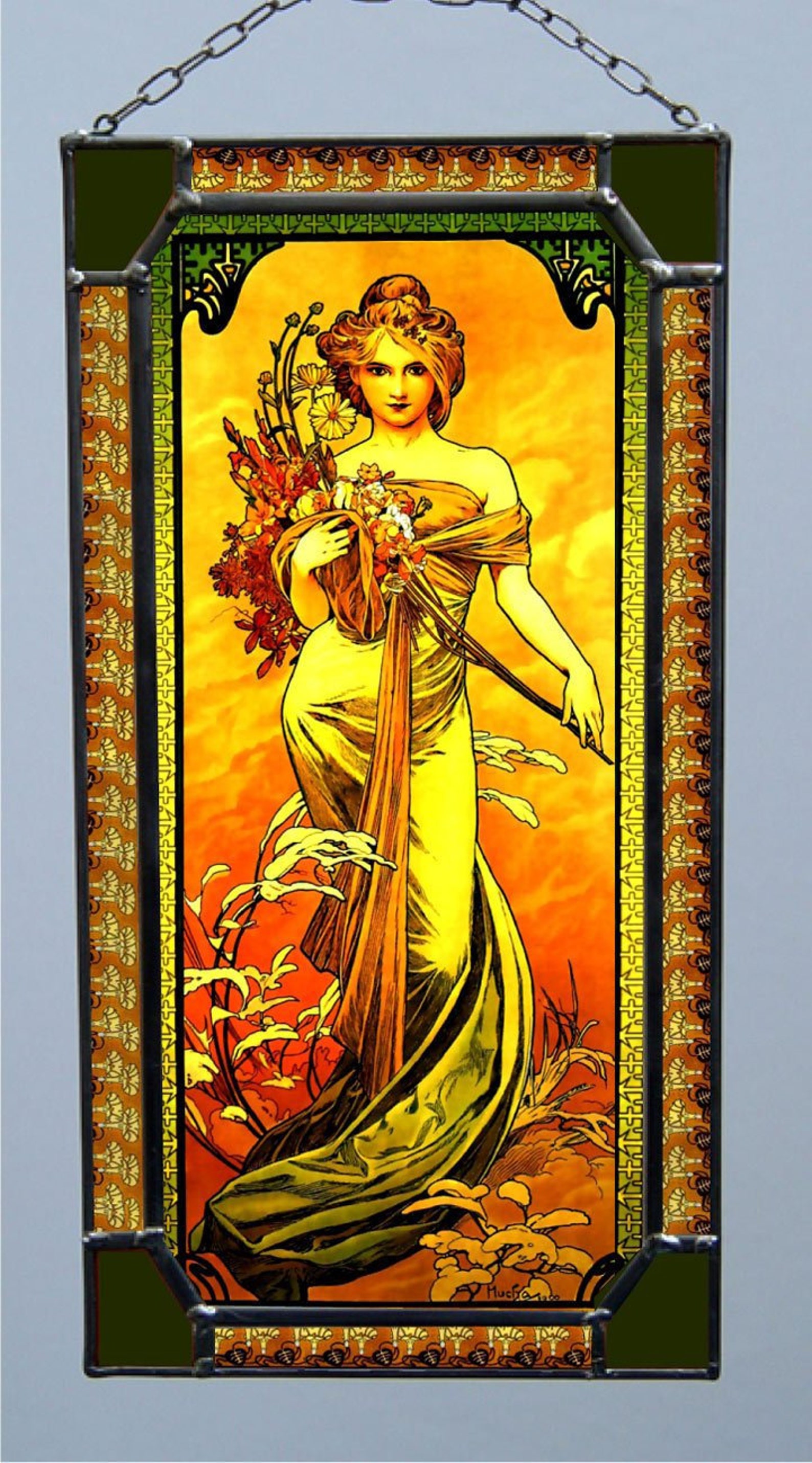 Alphonse Mucha Spring Stained Glass and Printing on Canvas. | Etsy