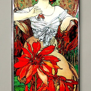 Alphonse Mucha - Ruby, Emerald, Ametyst, Topaz.stained Glass and Canvas ...