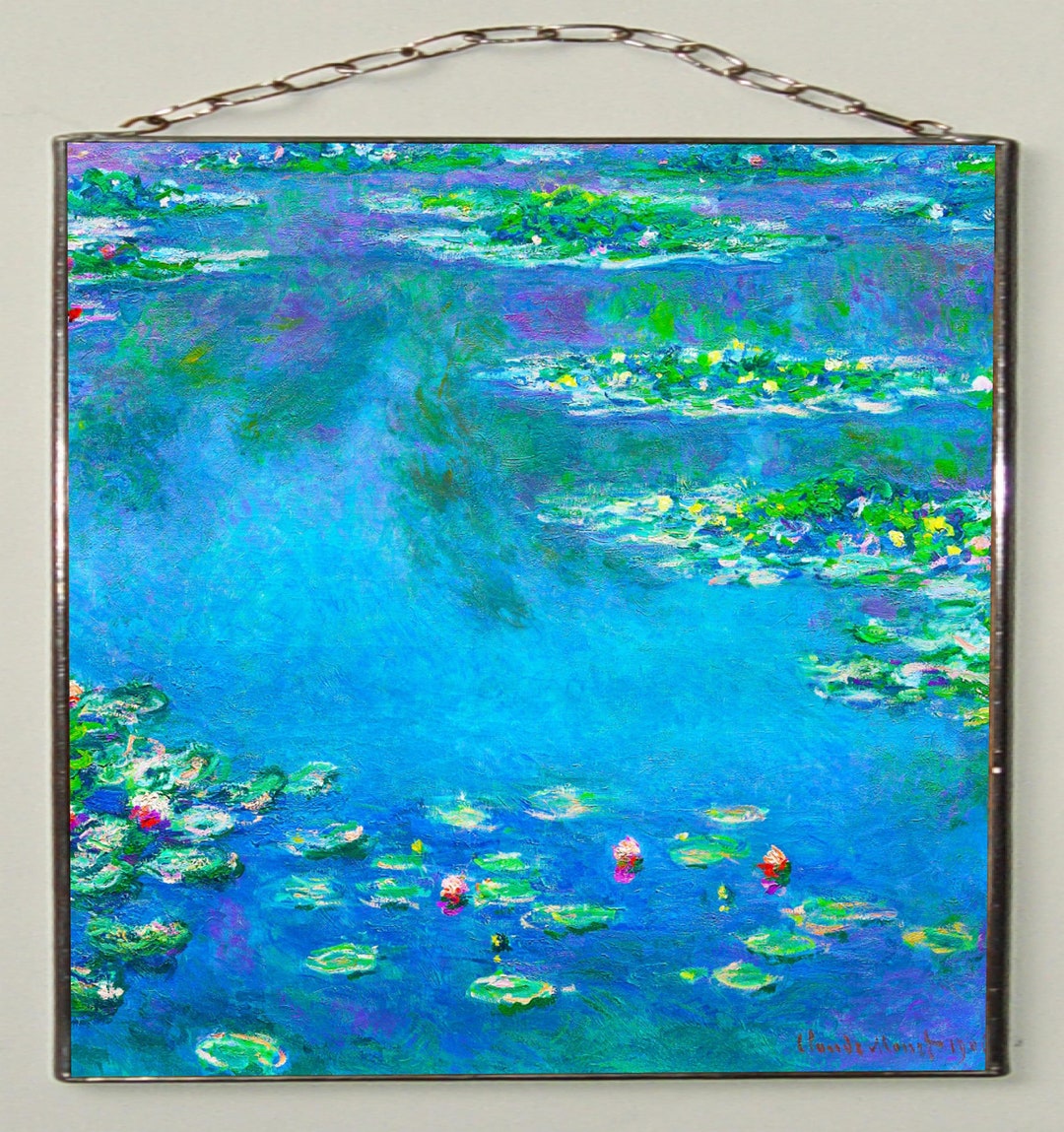 Claude Monet - Water Lilies, Stained Glass and Print on Canvas. (canvas ...