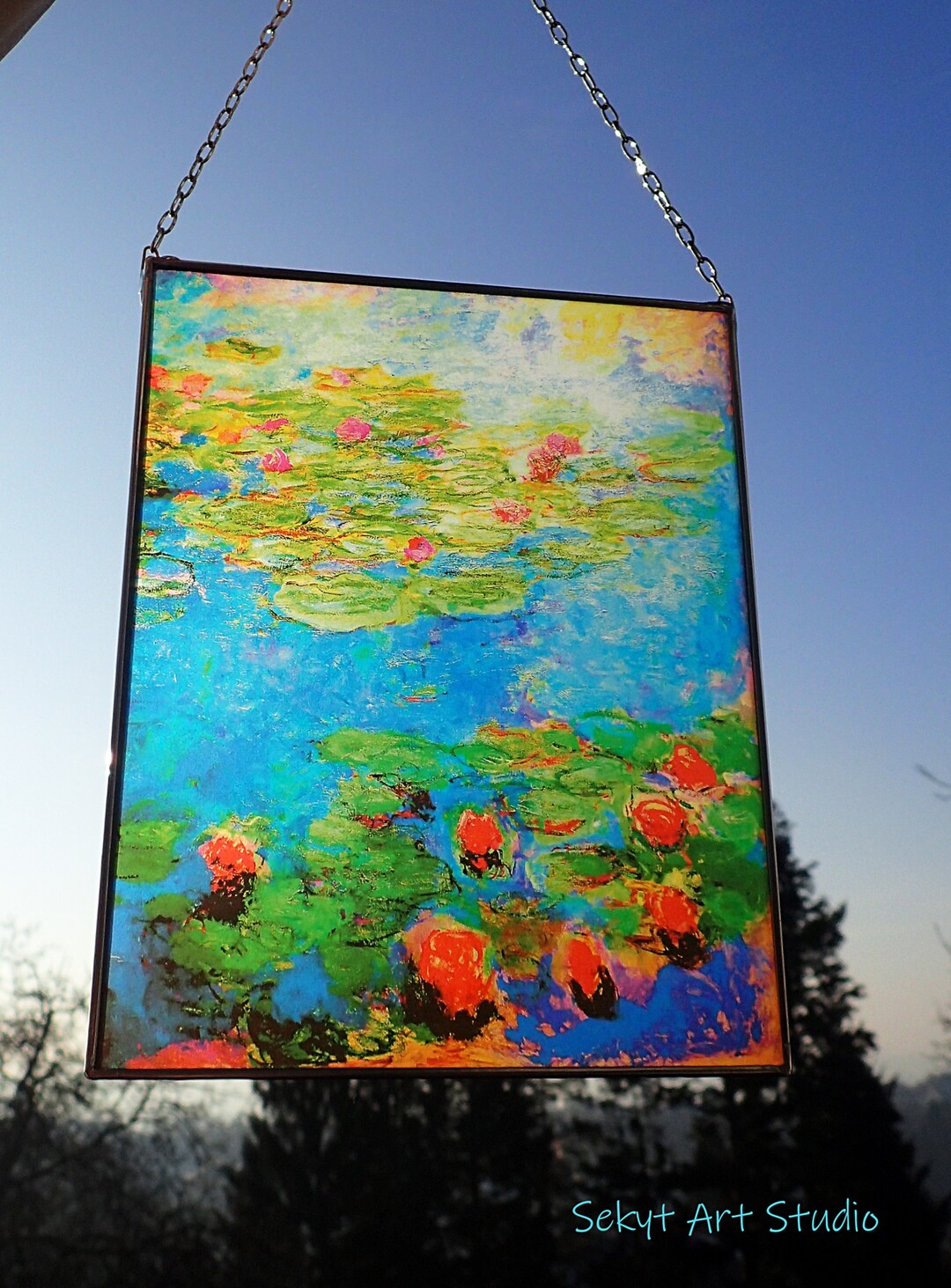 Claude Monet - Water Lilies II. Stained Glass and Print on Canvas ...