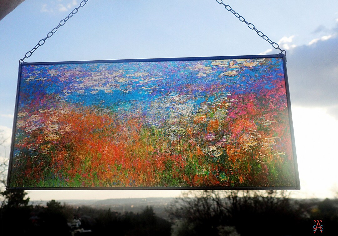 Claude Monet - Water Lilies III, 1x Stained Glass and 1x Printing on ...