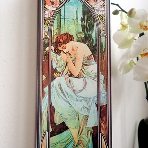 Alphonse Mucha-night I., Stained Glass and Print on Canvas (280 Gsm ...